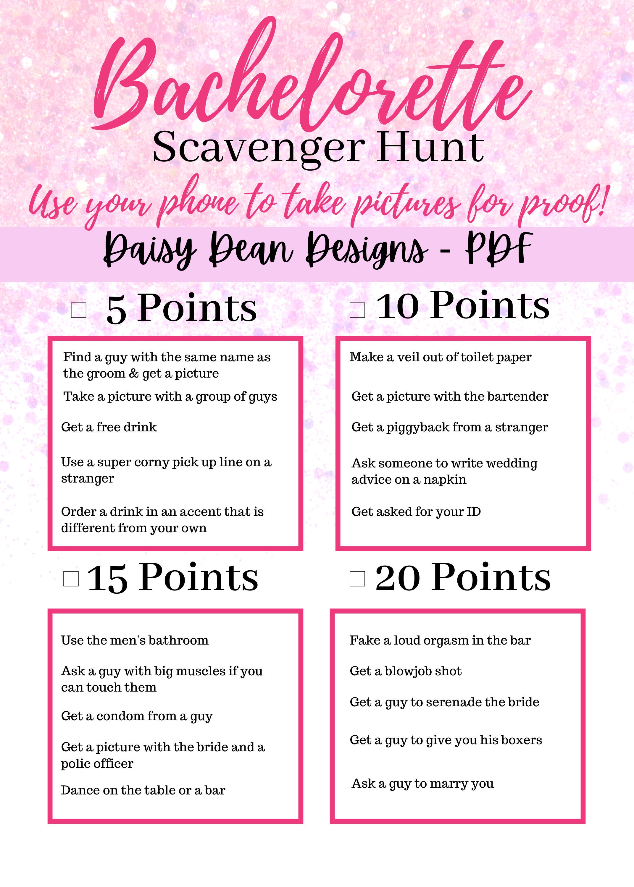 Bachelorette Scavenger Hunt Printable Printable Templates