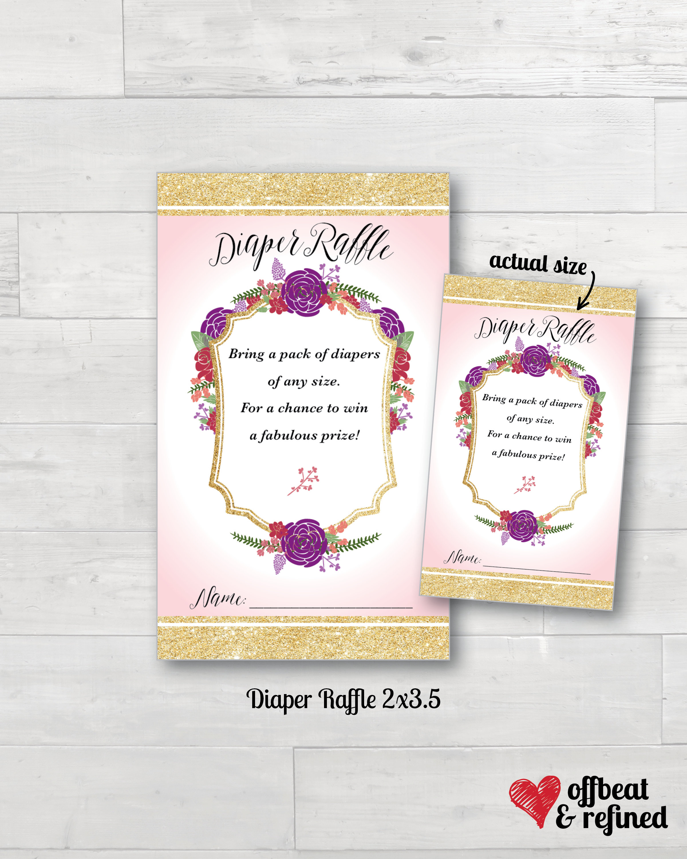 Baby Girl, Baby Shower, Diaper Raffle, Spring, Girl, Pink, Purple, Gold ...