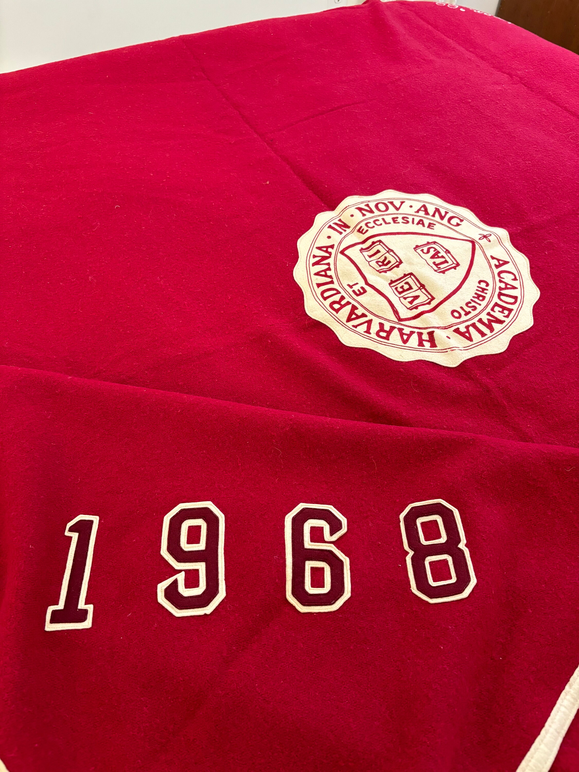 C1968 Vintage Harvard University Embroidered Wool Blanket / Throw Theta ...