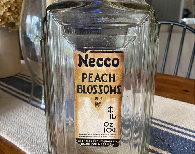 1920s Necco Candies Peach Blossom Glass Candy Jar Counter Display W ...