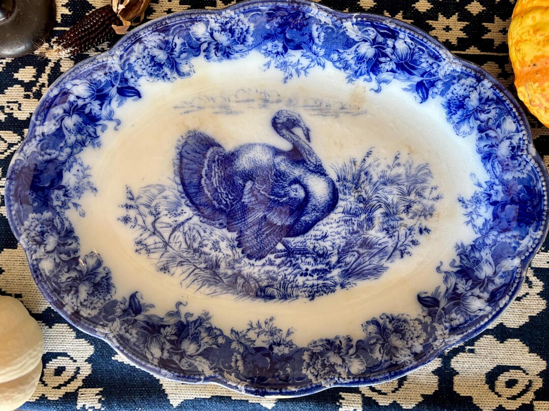 Wedgwood & Co. England Flow Blue Turkey Platter - Etsy