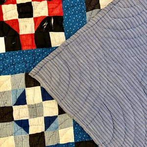 Antique Hand Stitched Quilt Indigo Blue, White, Red 70x72 - Etsy