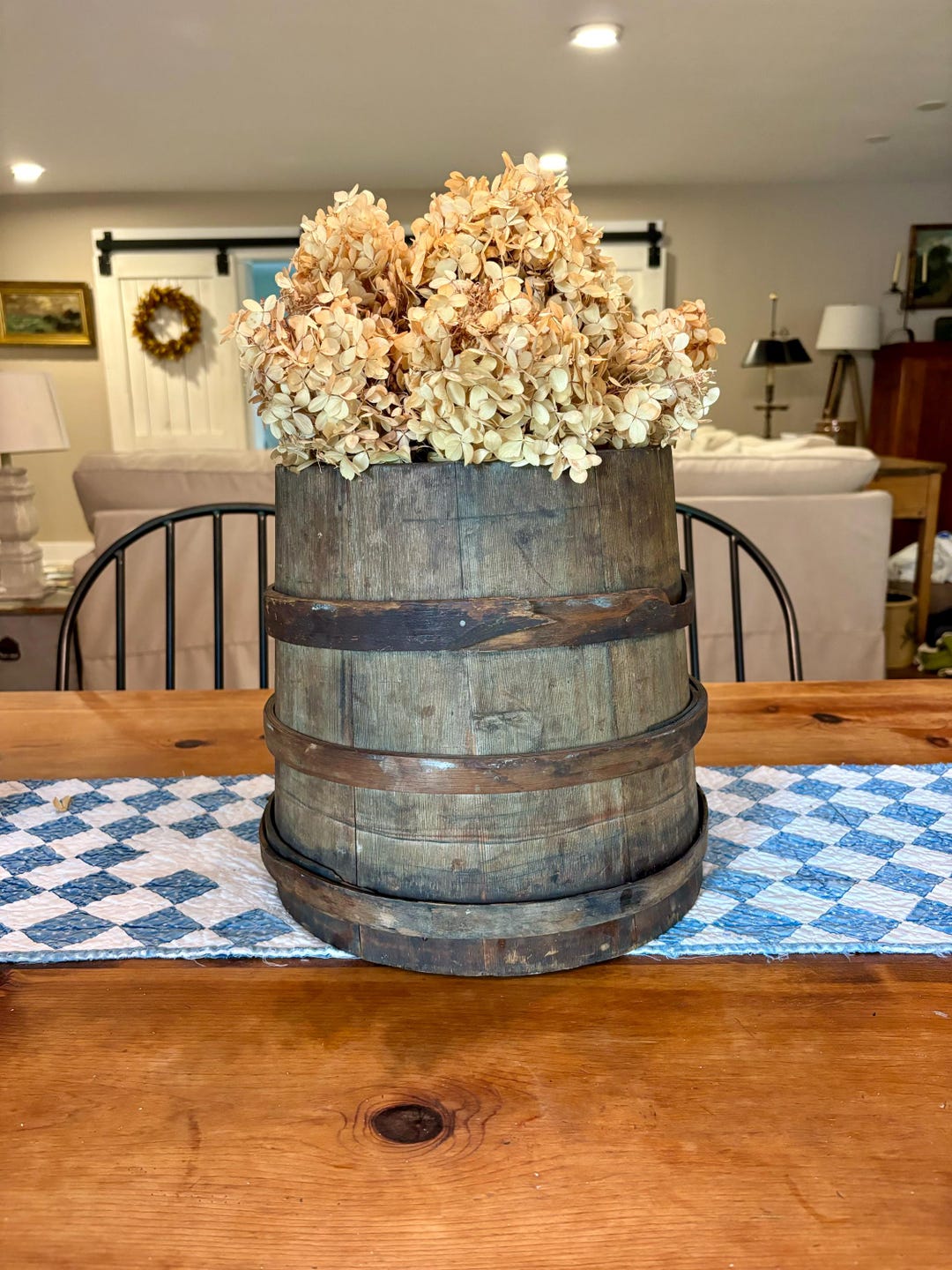 C1900s Antique Staved Wooden Bucket With Finger Bands in Original ...