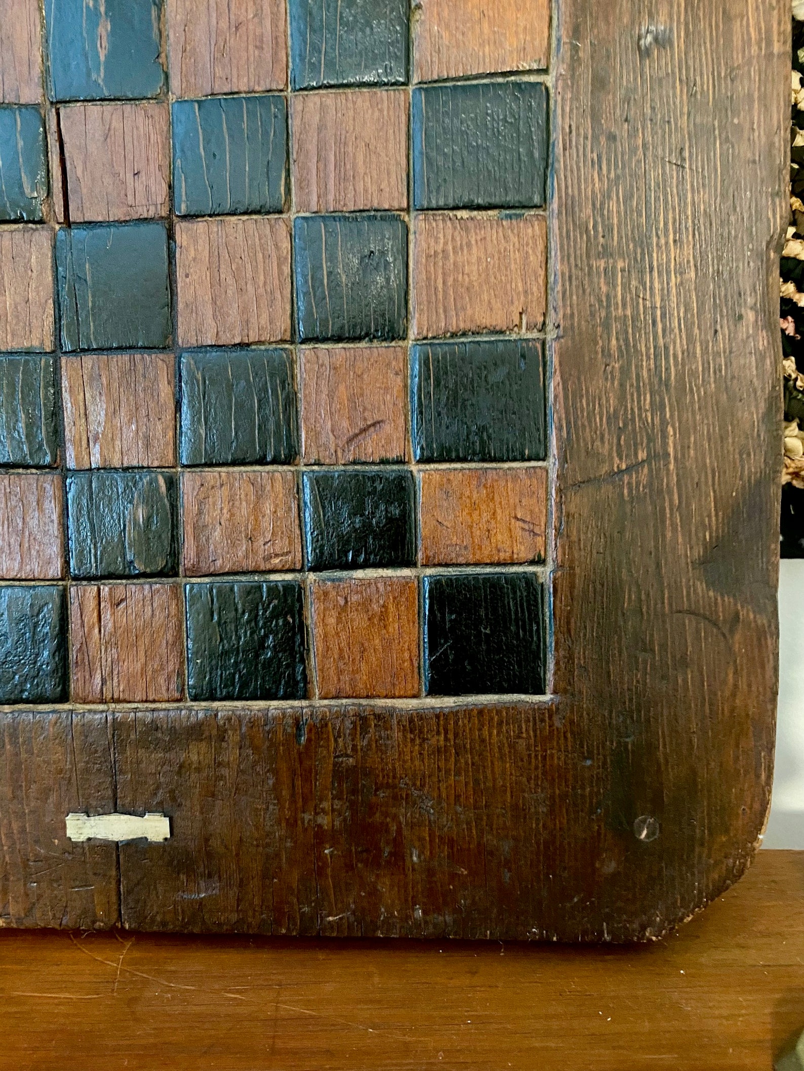 Antique Hand Painted Checker / Game Board in Original Red and Black ...