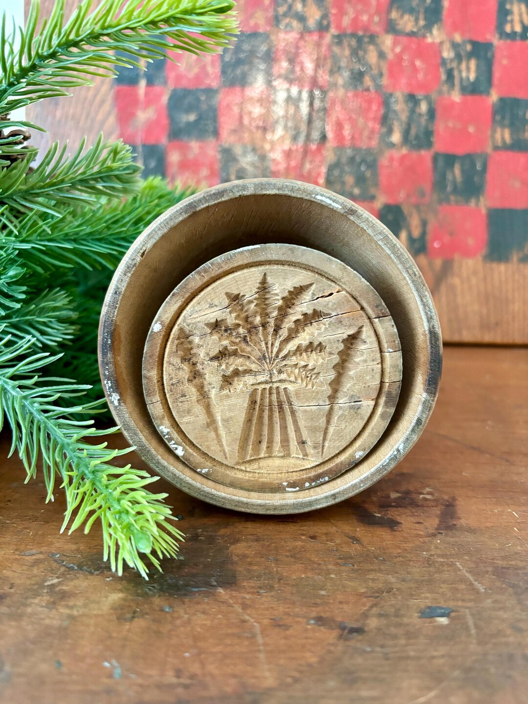 Antique Treen Butter Stamp / Butter Mold Wheat - Etsy