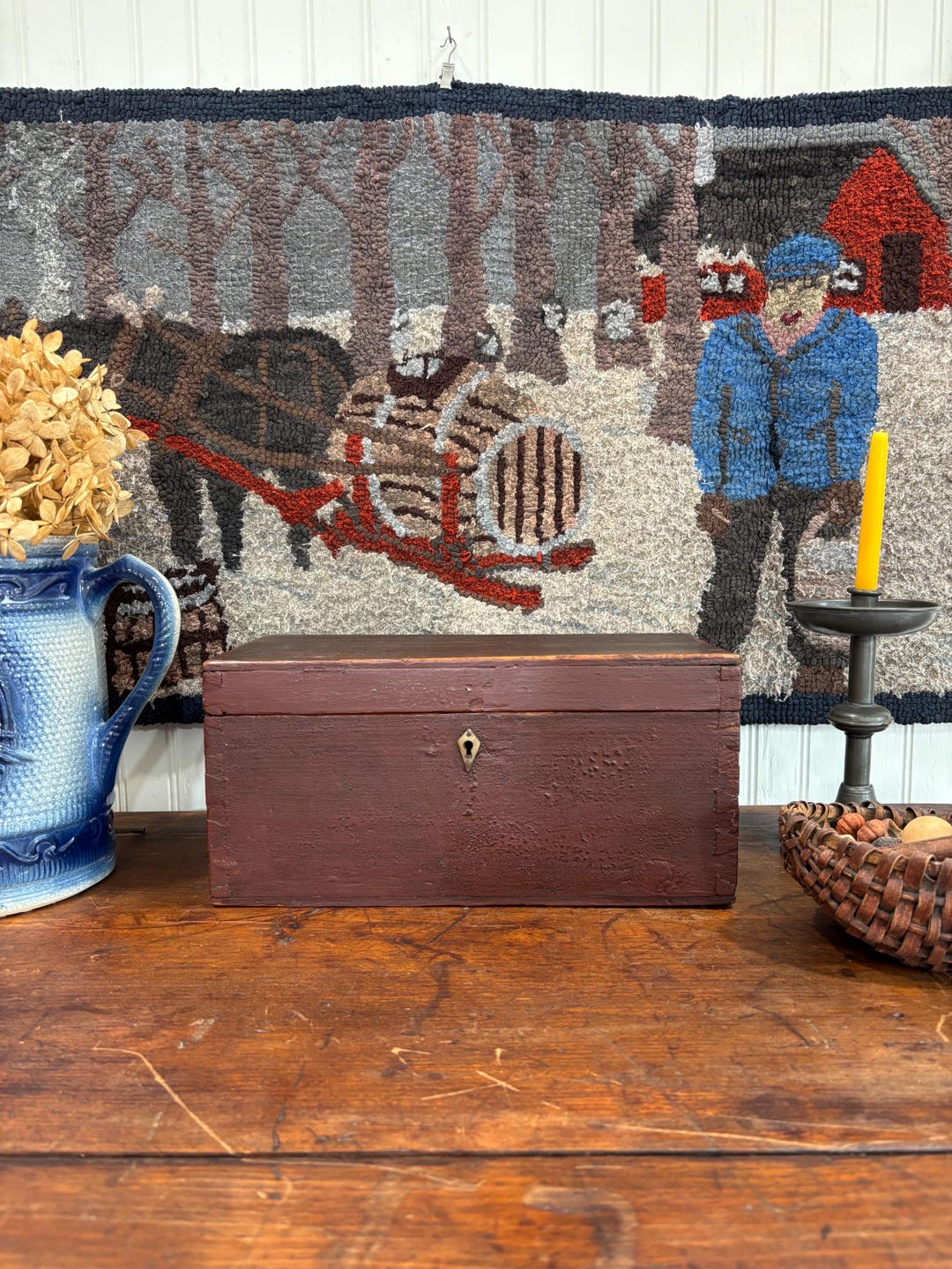 C1800s Antique Box in Original Red Paint - Etsy