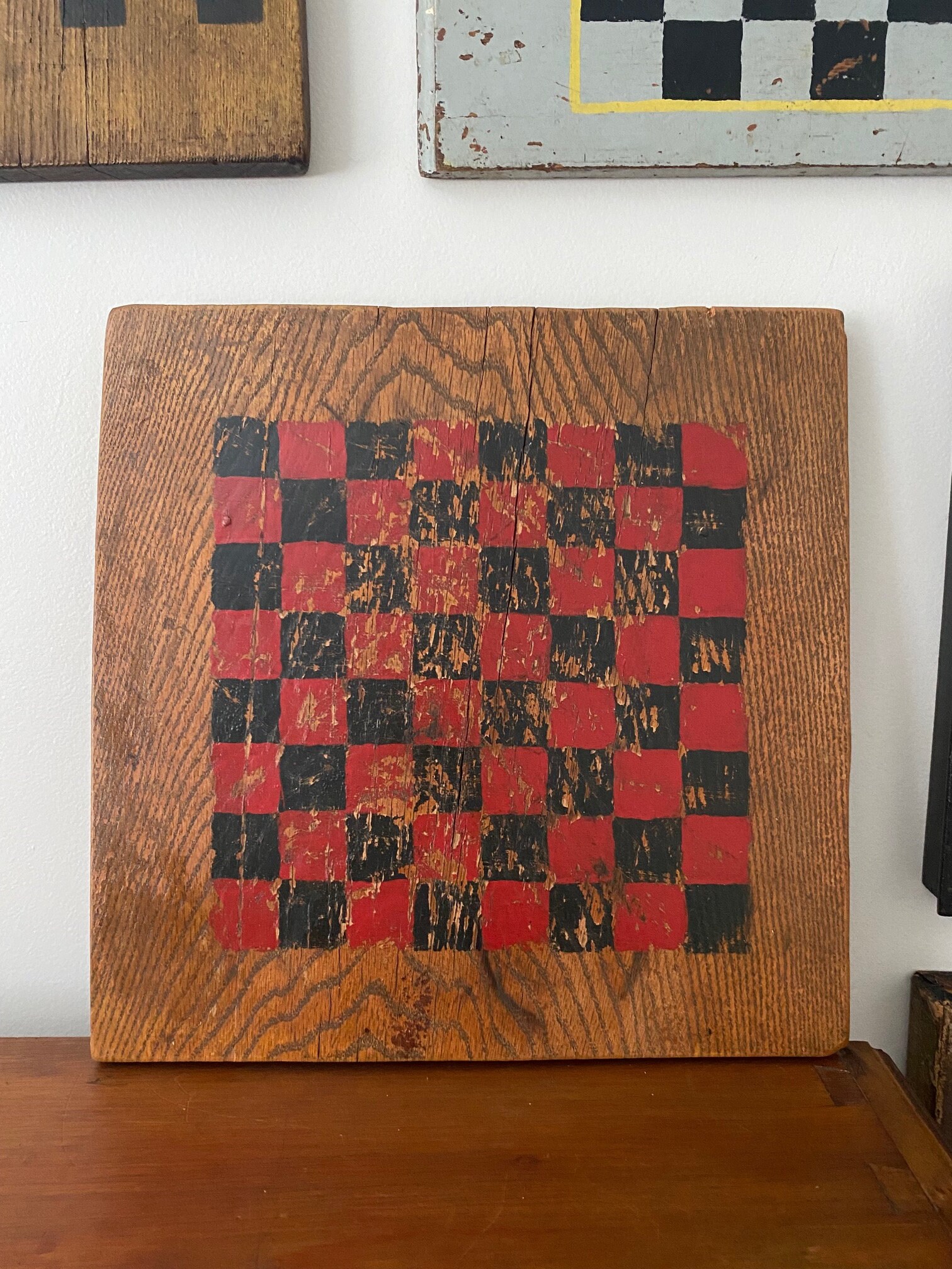 Antique Hand Painted Checker / Game Board in Original Red and Black Paint single Board - Etsy