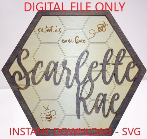 DIGITAL SVG FILE - Baby Name Bee Sign - Etsy
