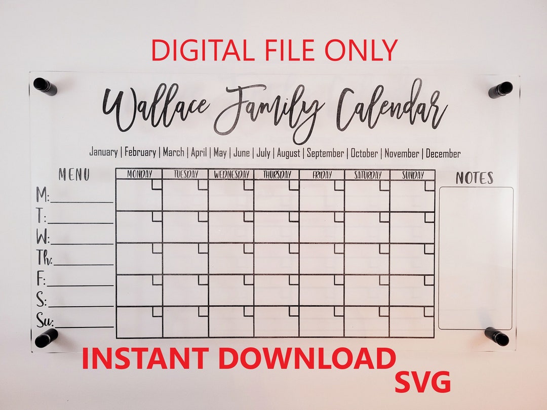 DIGITAL SVG FILE - Family Calendar - Acrylic - Etsy