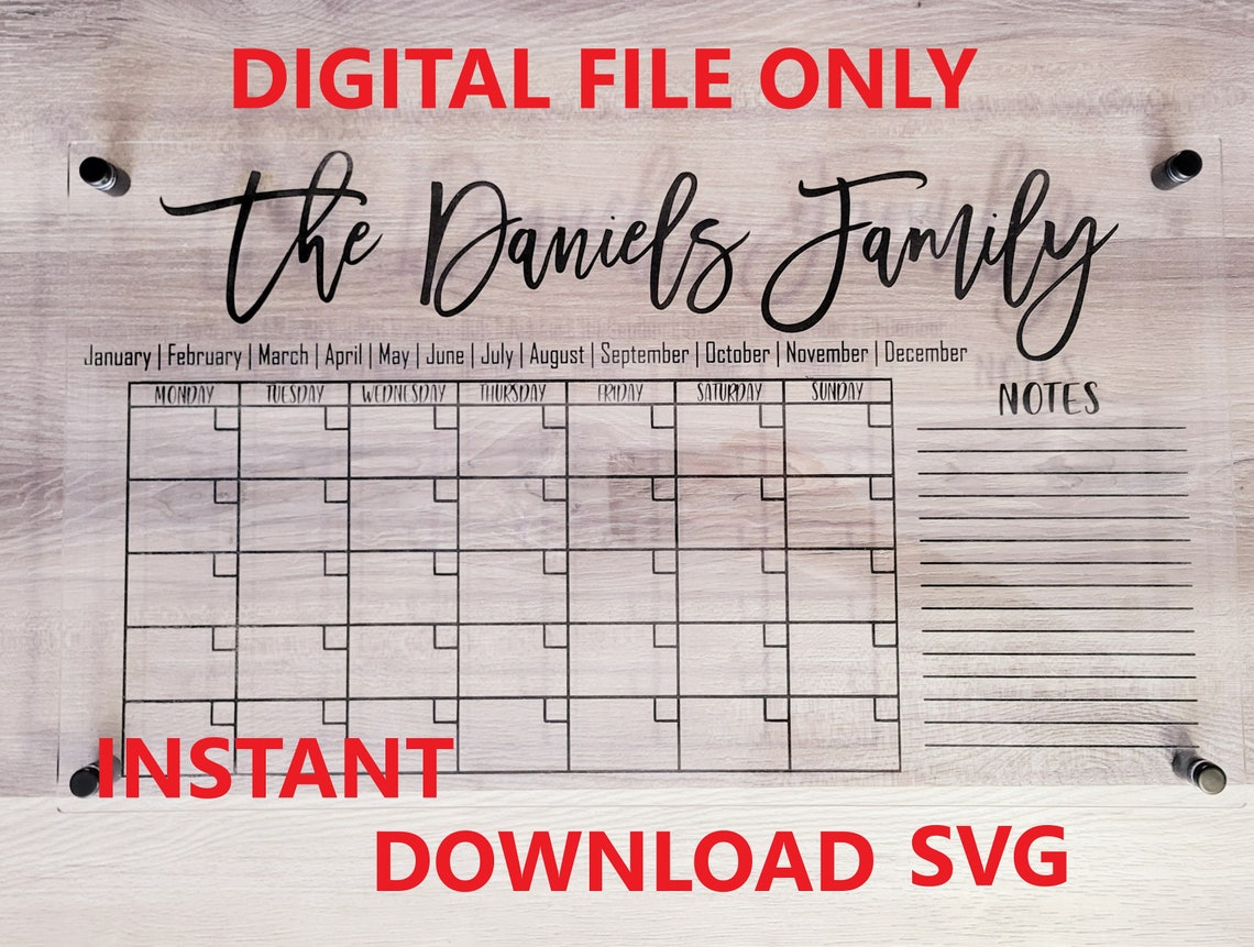 DIGITAL SVG FILE - Family Calendar - Acrylic - Etsy