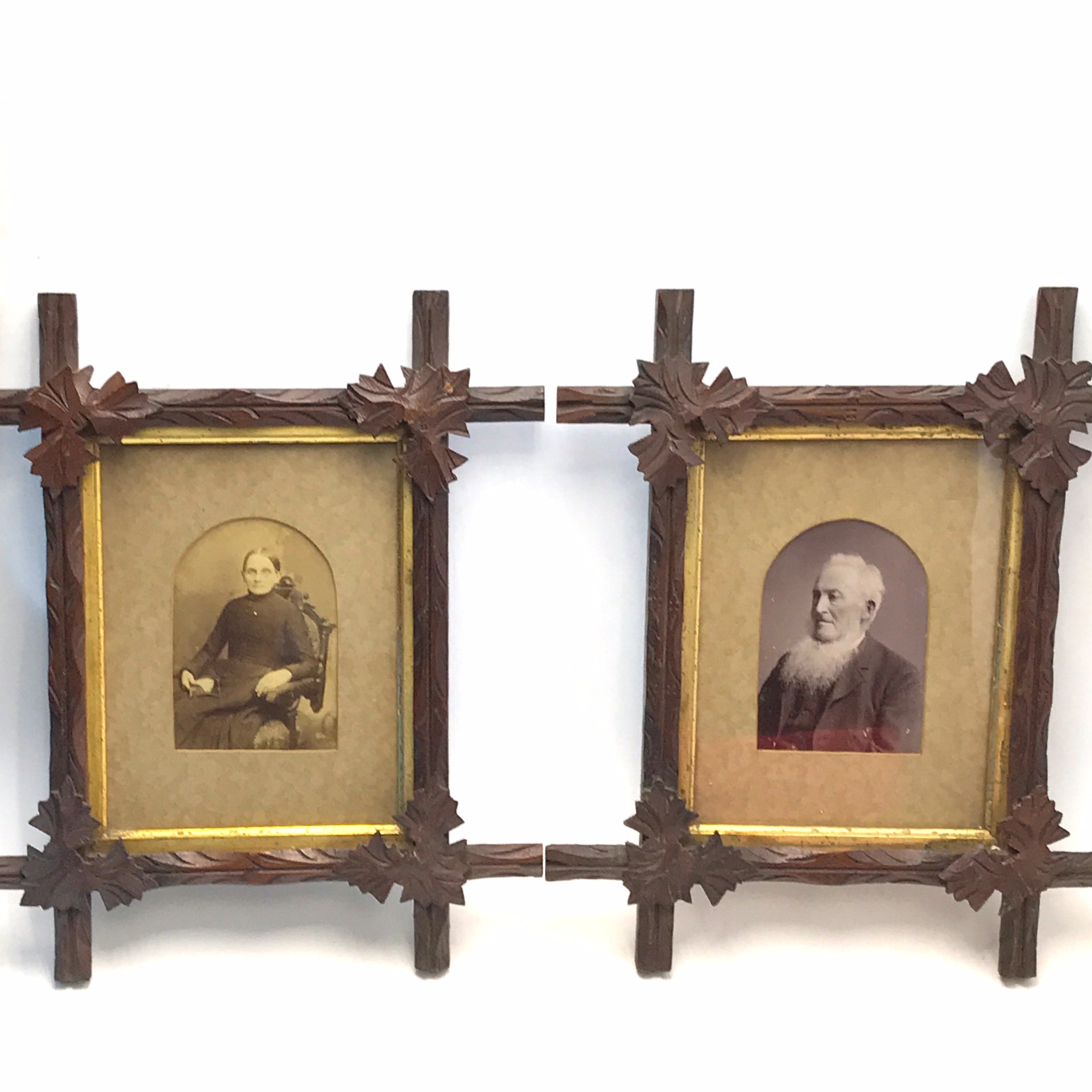Pair of Victorian Folk Art Wood Carved Picture Frames Leaf - Etsy