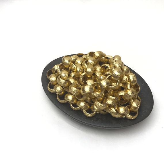 Thick Textured Link Gold Metal Chain, Unsigned Vinta… - Gem