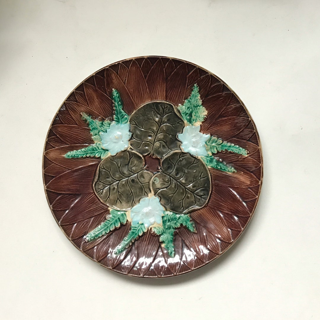 Holdcroft Small Pond Lily Plate, Antique Majolica Dish, Decorative ...