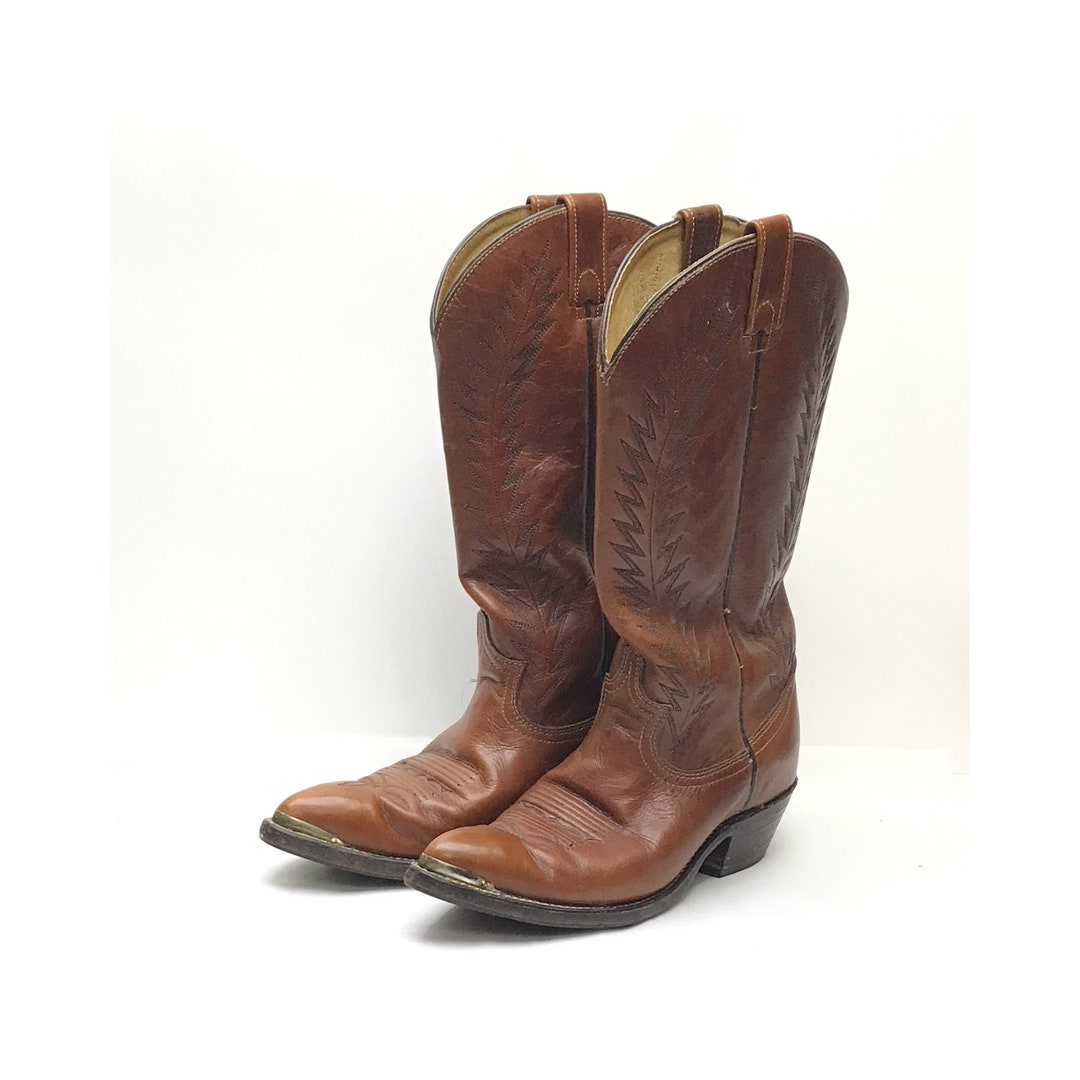 Vintage Cowboy Boots Brahma Canada Size 7 womens Removable Brass Boot ...