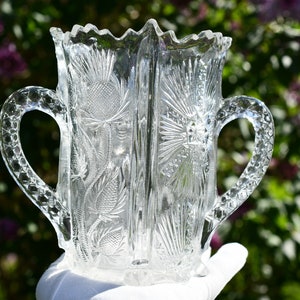 Antique Clear Higbee Pressed Glass Spooner Vase With Double Handles - Etsy
