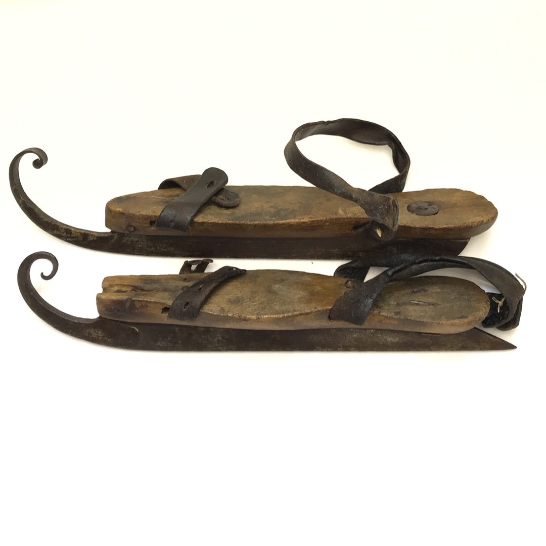 Victorian Ice Skates With Curled Toes, Non-matching Pair of Decorative ...