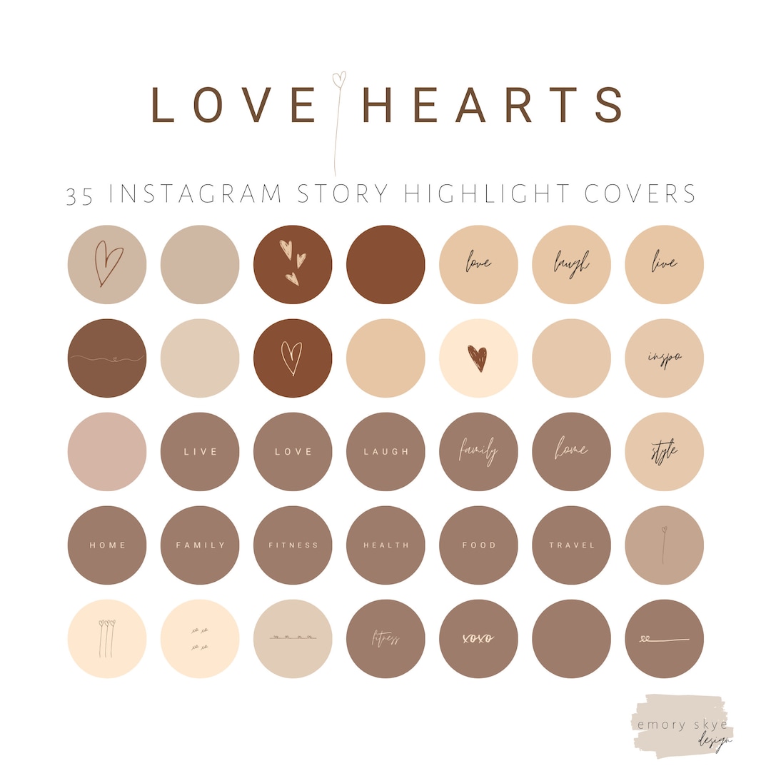 Instagram Highlight Story Covers, Love Hearts Collection IG Highlight ...