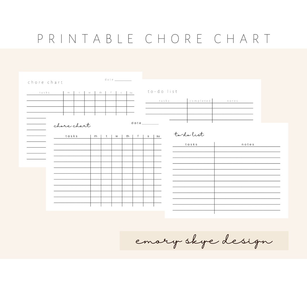 Printable Chore Chart BUNDLE, Chore Chart, to Do List, Chore Printable ...