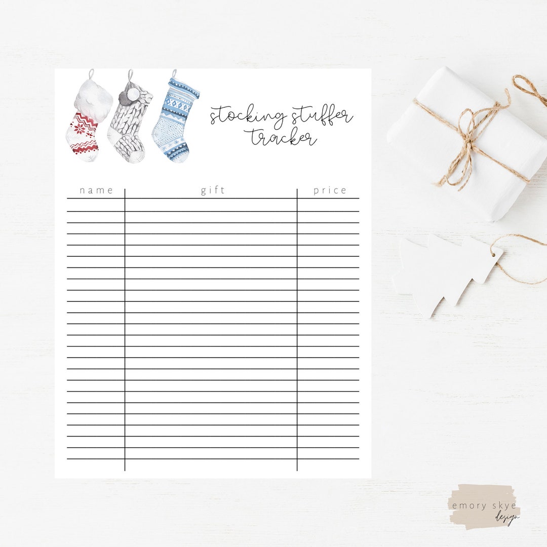 Stocking Stuffer Gift Tracker, Gift Planner, Printable Gift Log ...