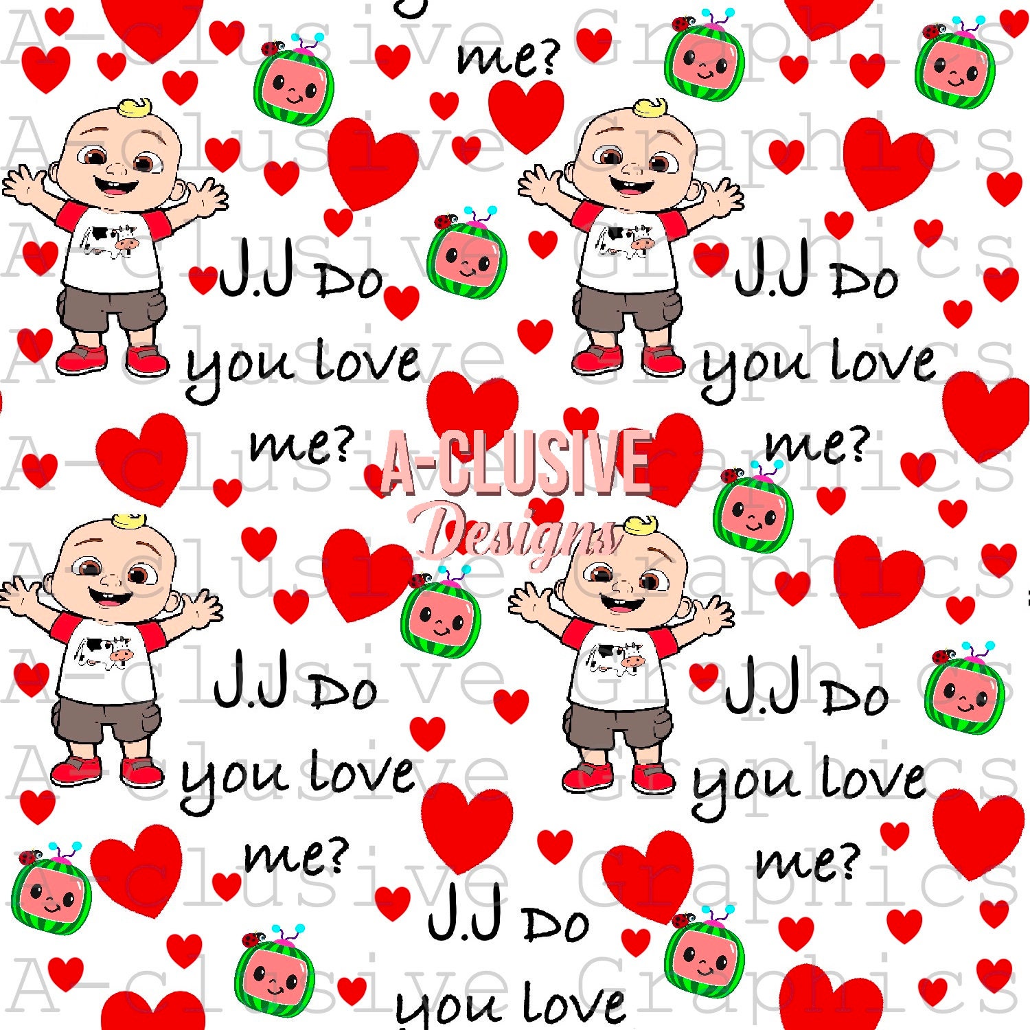 Cocomelon Valentine's Day Seamless Pattern Seamless File | Etsy