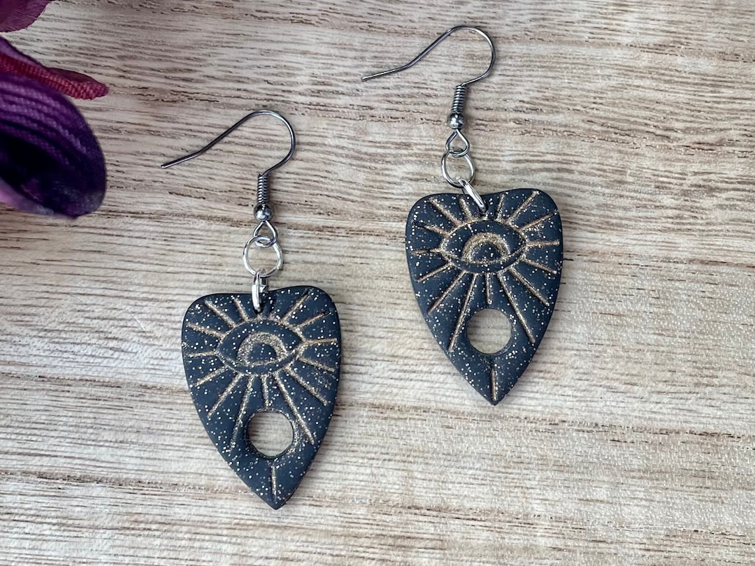 Planchette Polymer Clay Dangle Earrings, Ouija, Goth, Halloween, Spooky ...