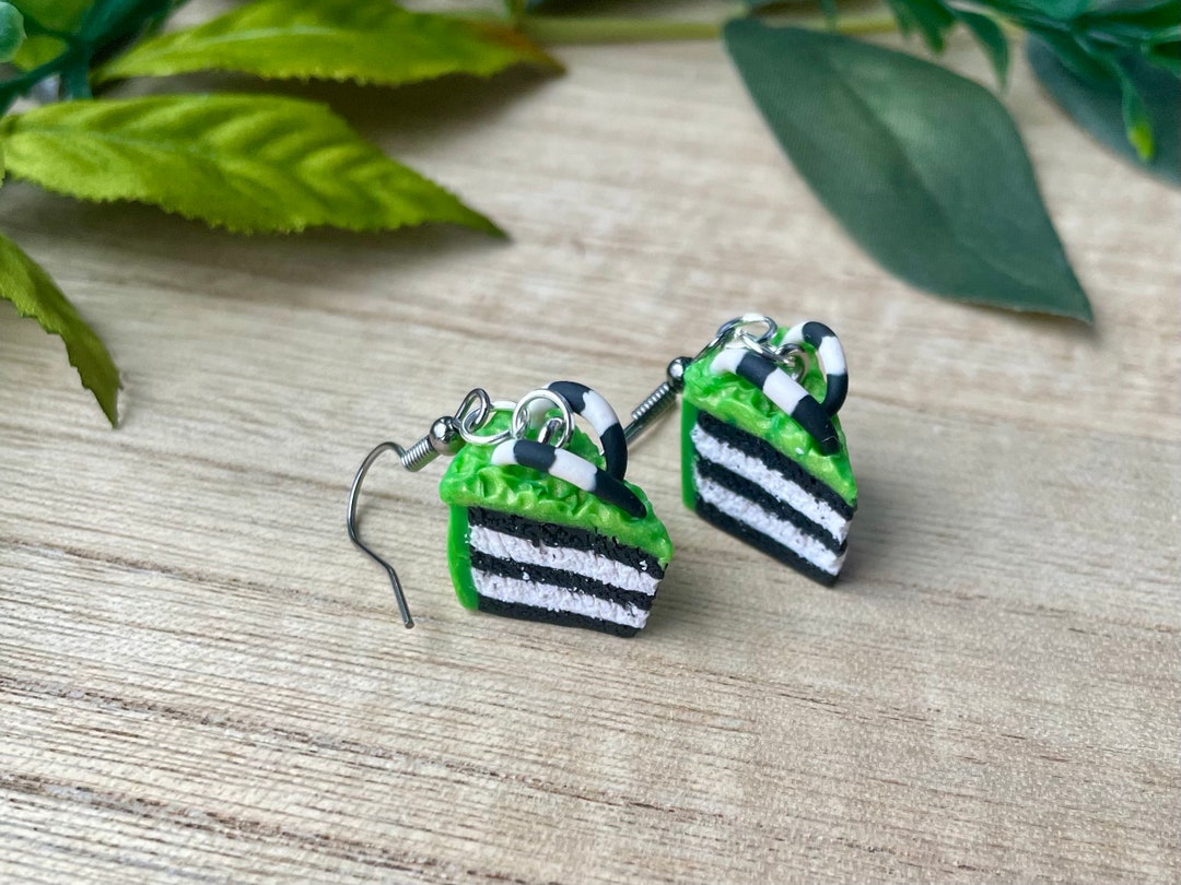 Polymer Clay Beetlejuice Inspired Cake Dangle Earrings, Sandworm ...