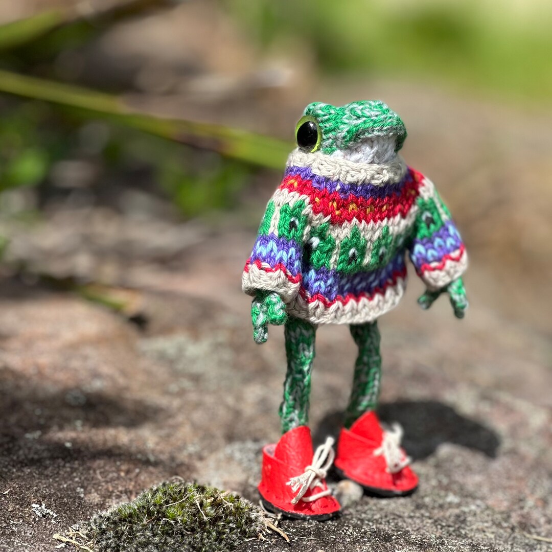Little Knitted Frog: Peeping Frog Sweater stands Unassisted - Etsy