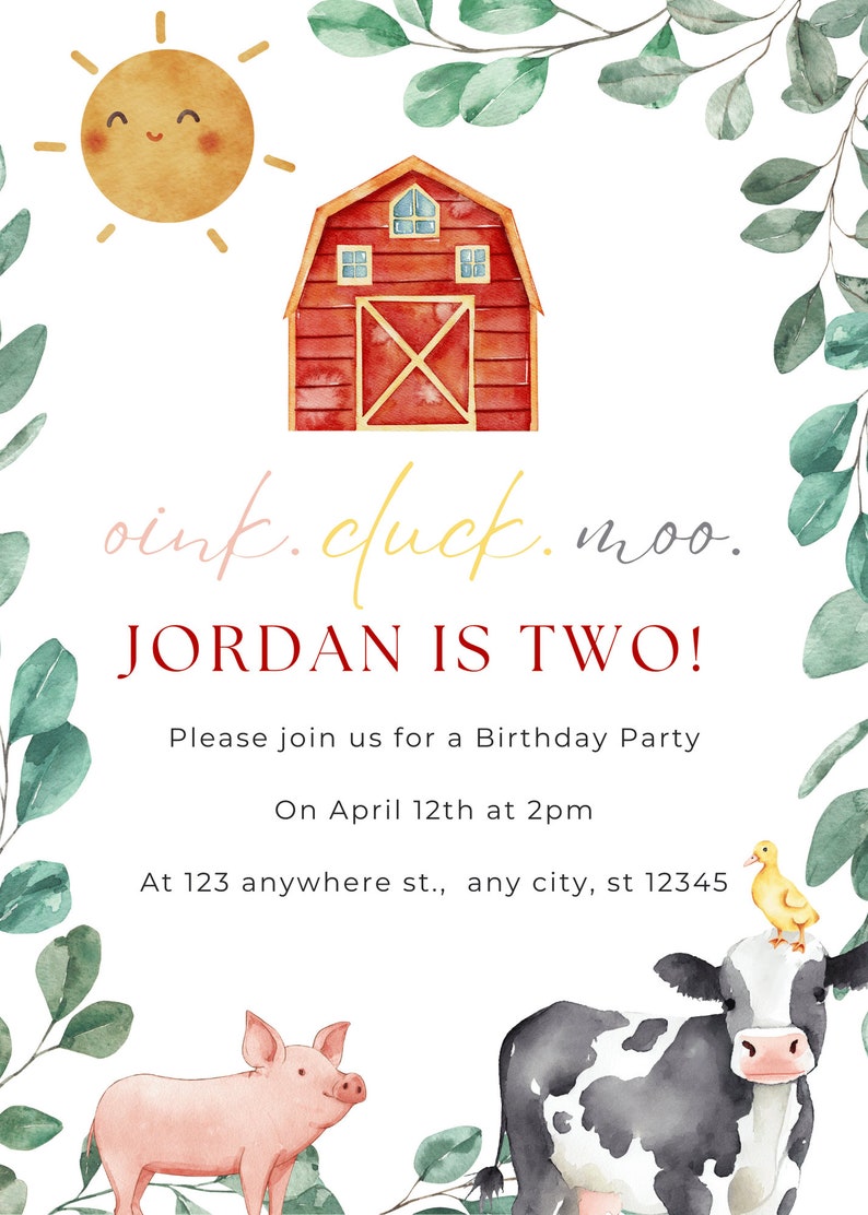 Farm Kids Birthday Invitation-instant DOWNLOAD - Etsy