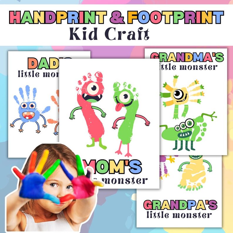 Halloween Monster Handprint Footprint Craft: Kids Activity (instant ...