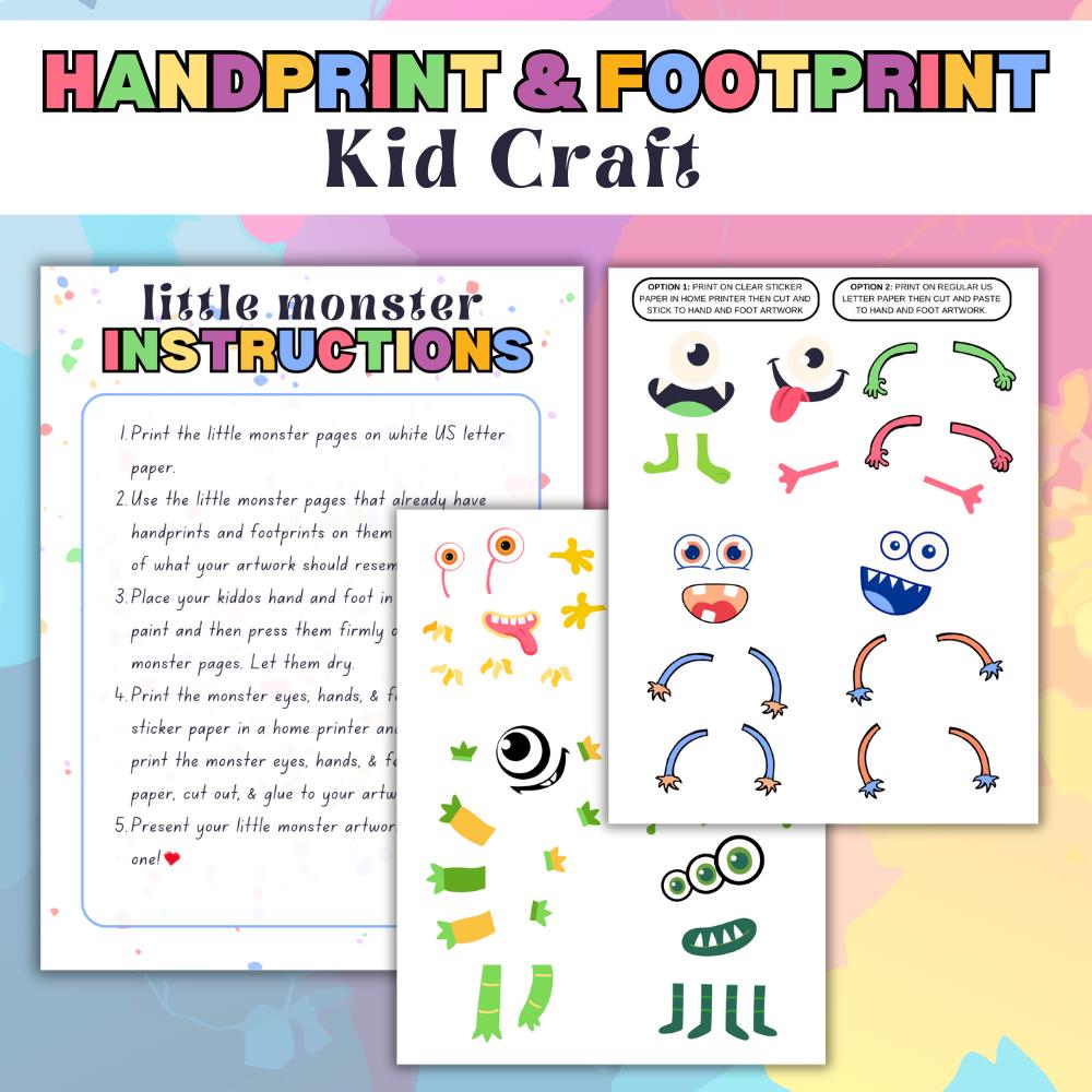 Halloween Monster Handprint Footprint Craft: Kids Activity (instant ...