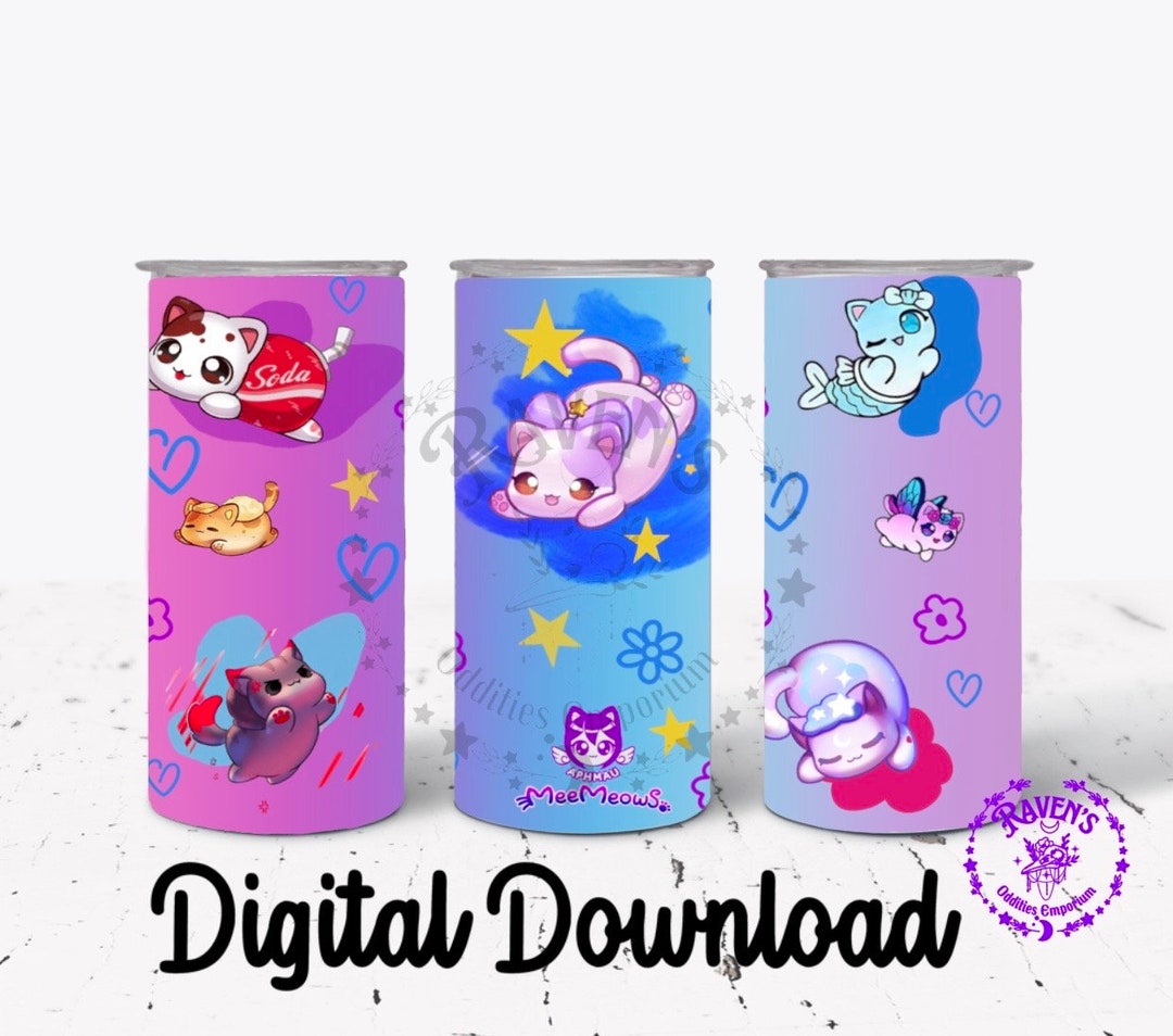 Mee Meows 15oz Tumbler Wrap, Cute Cats Instant Download, Digital File ...