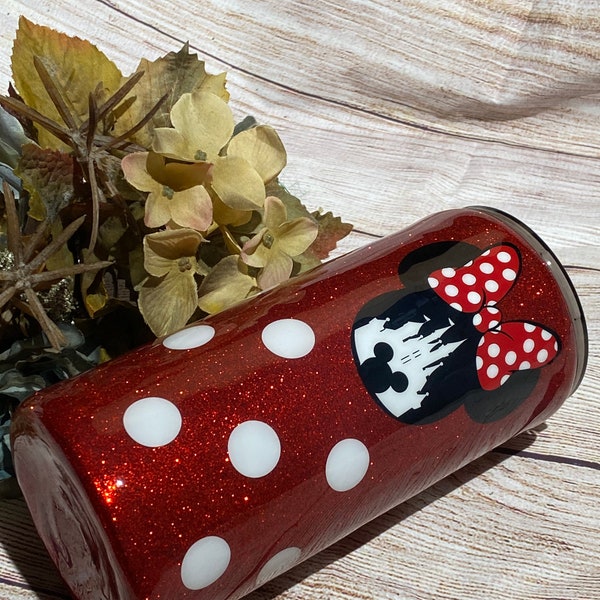 Minnie Mouse Glitter Tumbler Etsy