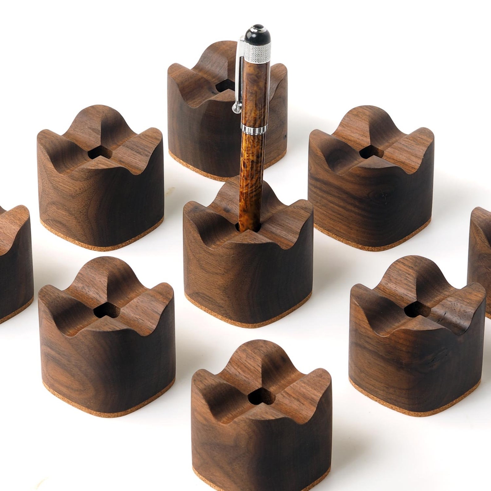 Wood Pen Tray, Wooden Pen Holder, Minimalist Pen Rest, Wooden Desk ...