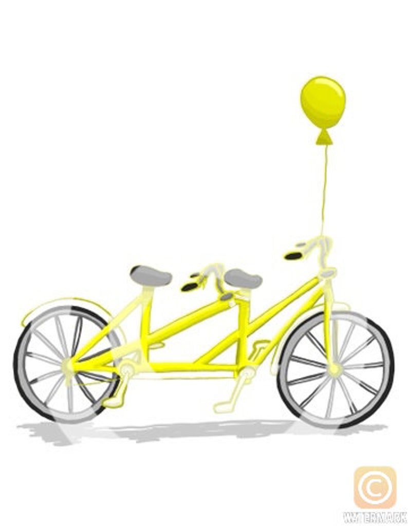 Yellow Tandem Bicycle Bicycle Art Anniversary Gift Print - Etsy