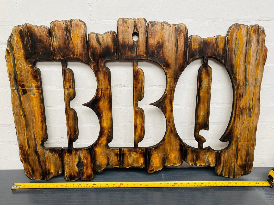 Handmade Wooden Barbecue Sign for Garden Decoration, Wood BBQ Sign for ...
