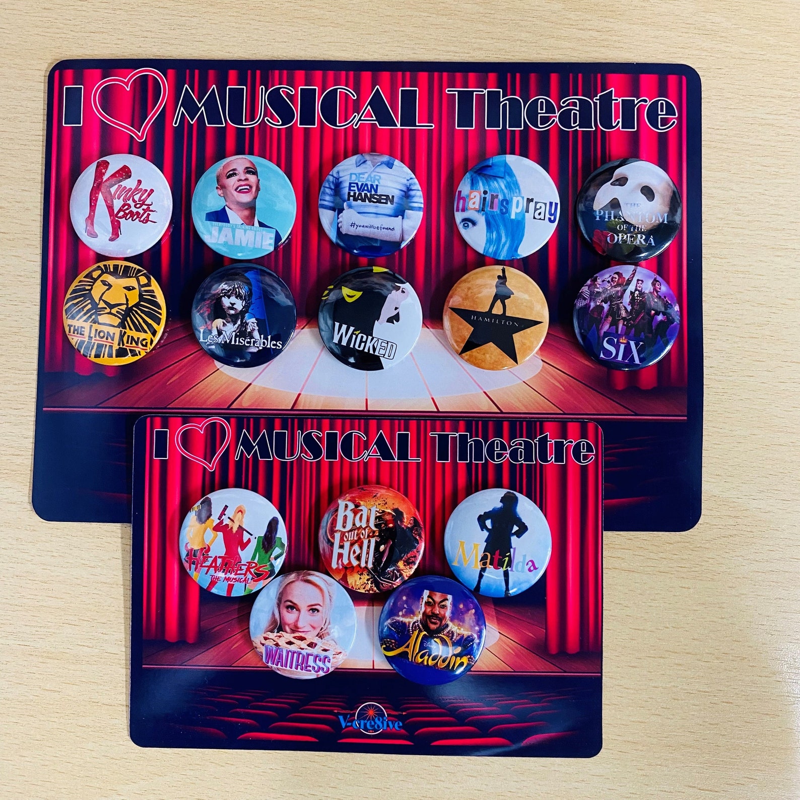 I Love Musical Theatre 32mm Pin Badges, Pinback Buttons, West End ...
