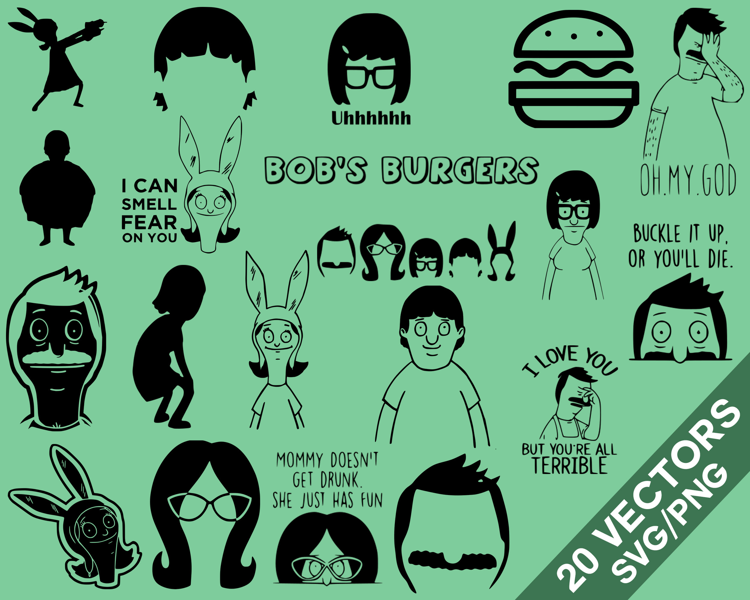 Bob's Burgers Vector Pack SVG PNG Bob's Burgers - Etsy