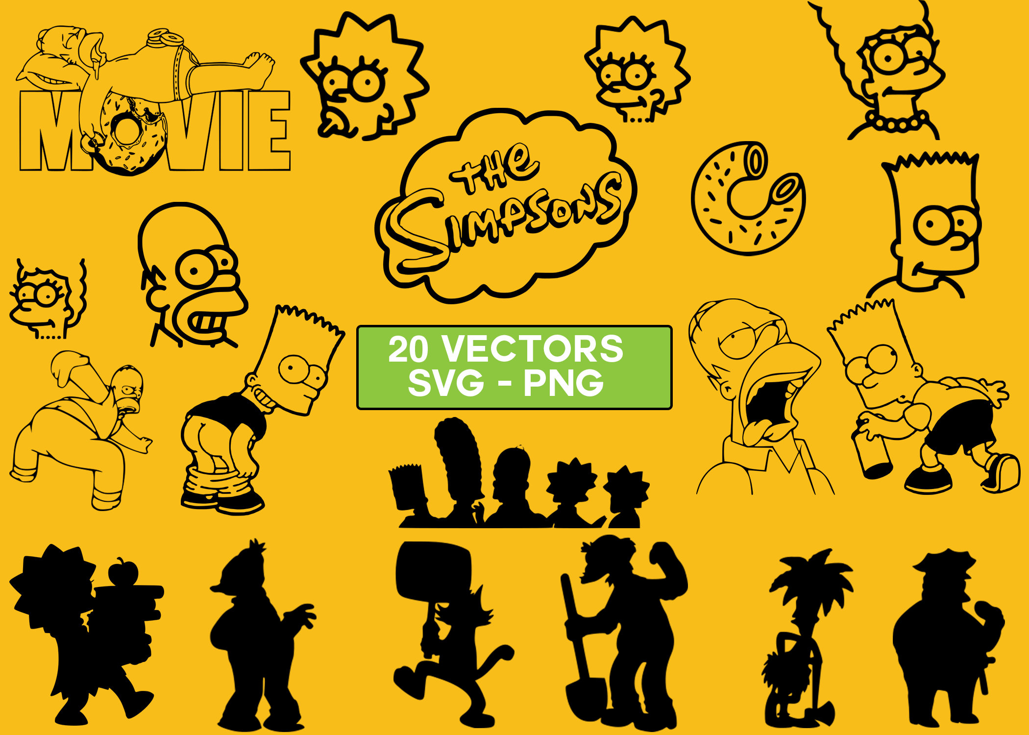 The Simpsons Vector Pack Svg Png The Simpsons Clip Art The Simpsons Silhouette The