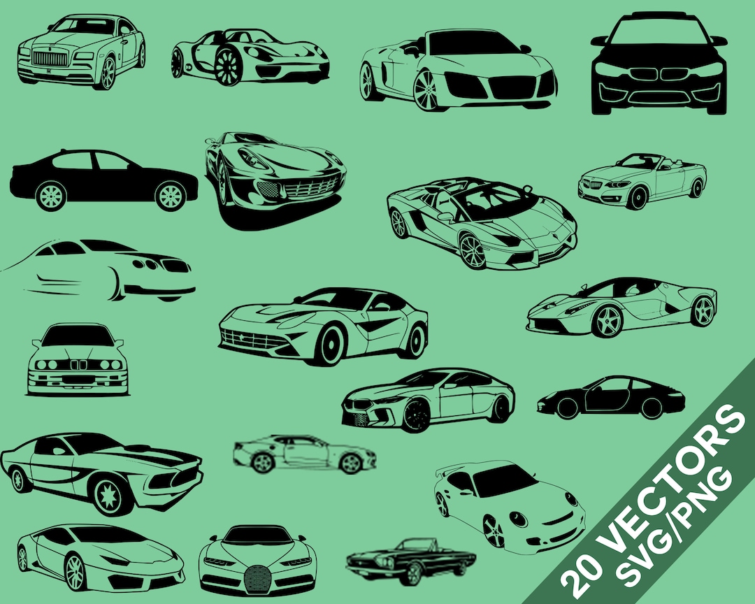 Car Vector Pack SVG, PNG, Cool Car Clip Art, Digital Files, Cricut ...