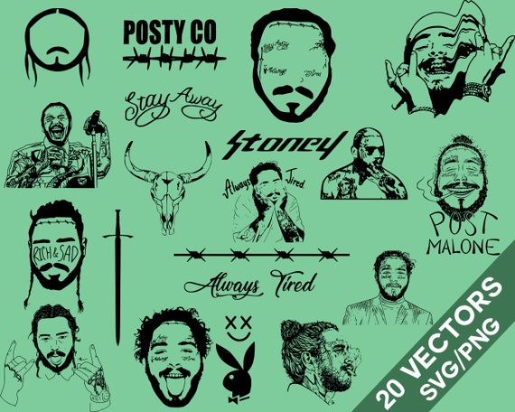Post Malone Vector Pack SVG Png Post Malone Clip Art Post | Etsy
