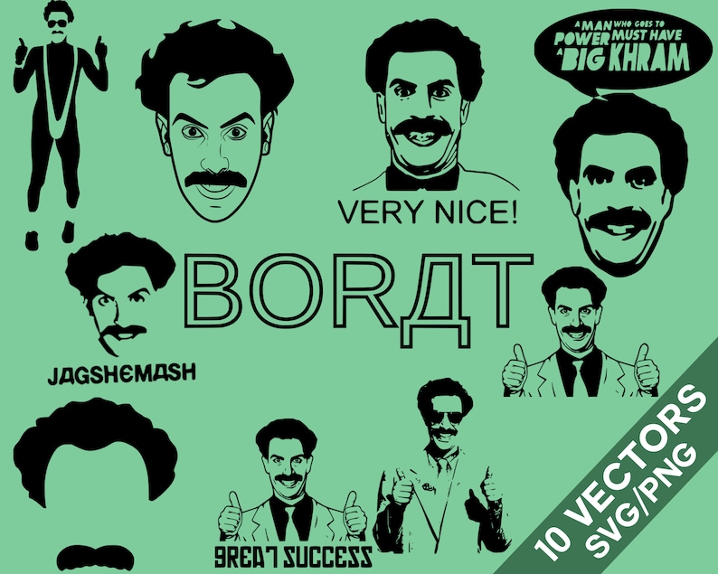 Borat Pack SVG, PNG, Borat Clip Art, Digital Files, Cricut Files, Cut ...