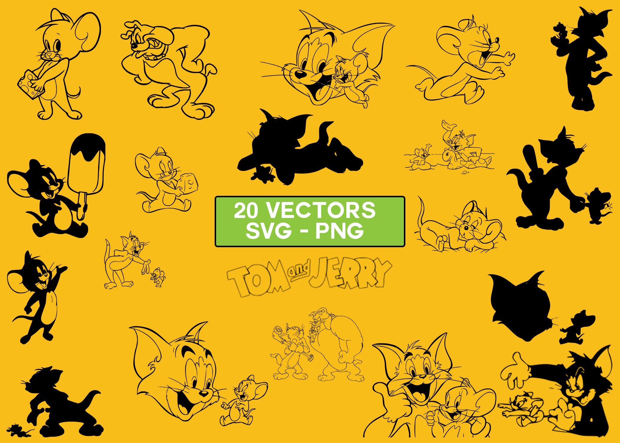 Tom and Jerry Pack SVG, PNG, Tom and Jerry R Clip Art, Digital Files ...