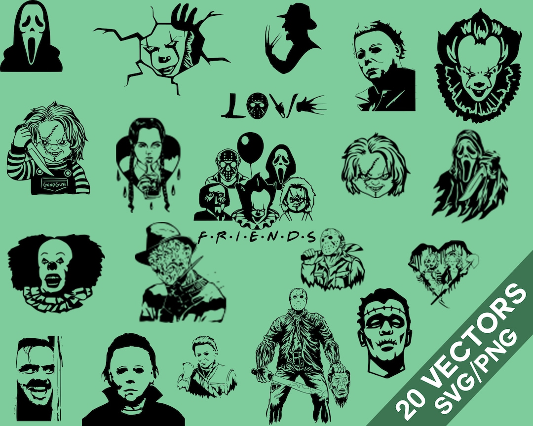 Horror Movie Vector Pack SVG, PNG, Horror Movie Clip Art, Digital Files ...