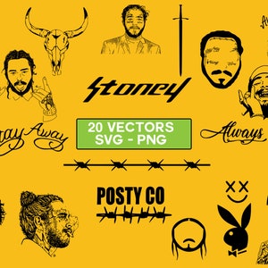 Post Malone Vector Pack, SVG, Png , Post Malone Clip Art, Post Malone ...