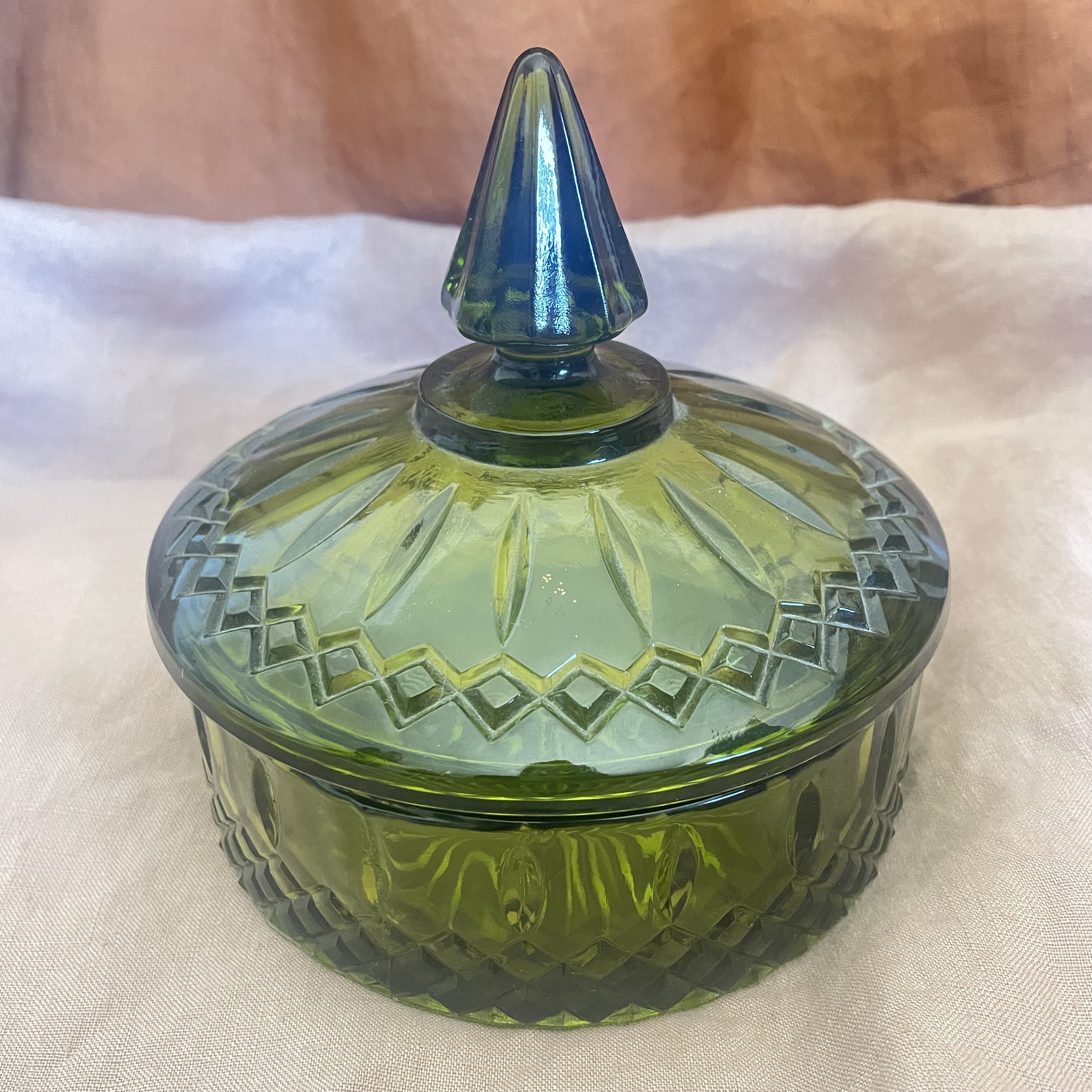 Vintage Indiana Olive Green Candy Dish - Etsy