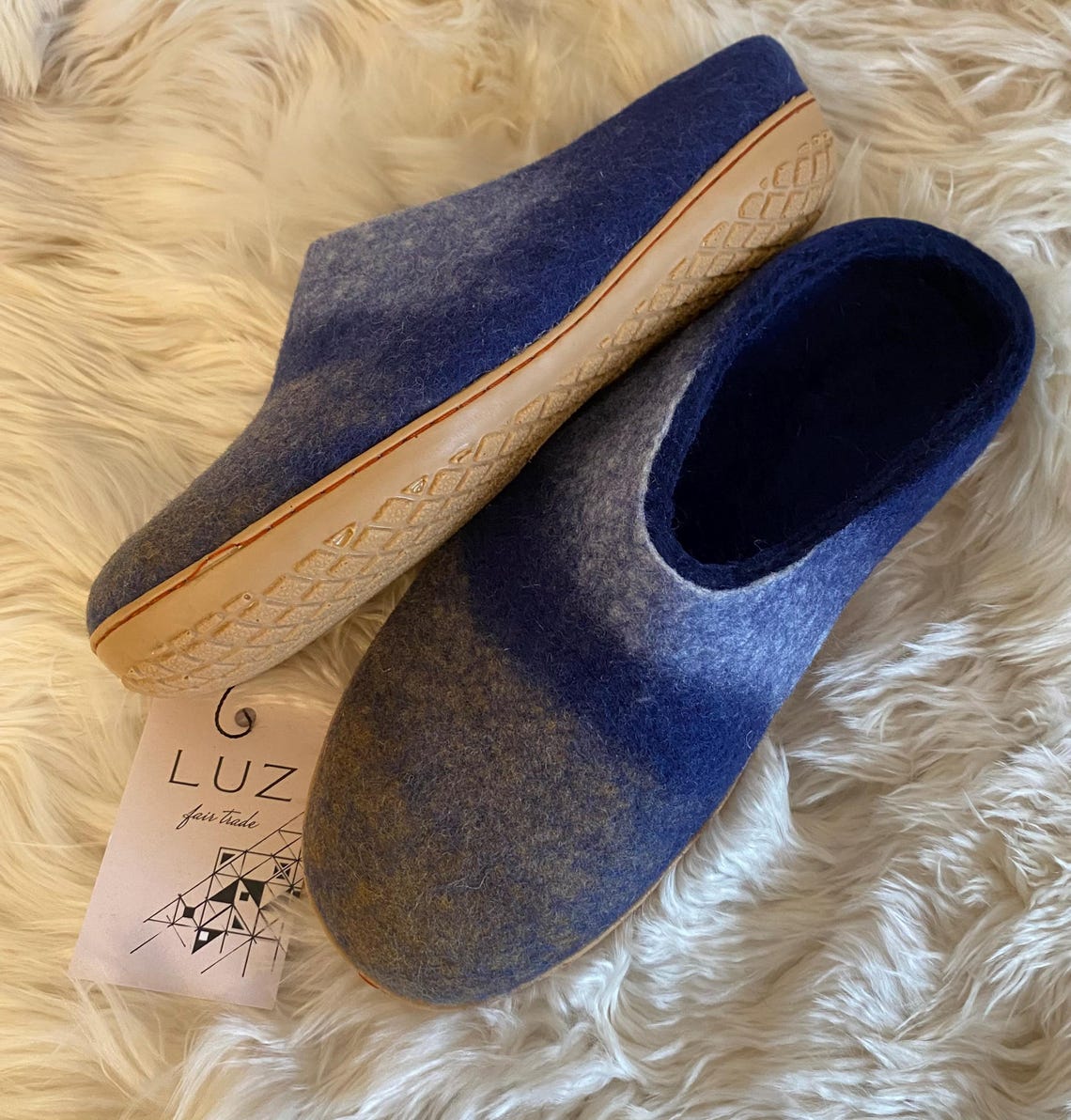 Ocean-inspired Felt Organic Wool Slippers | Handmade Cozy Slip-ons ...