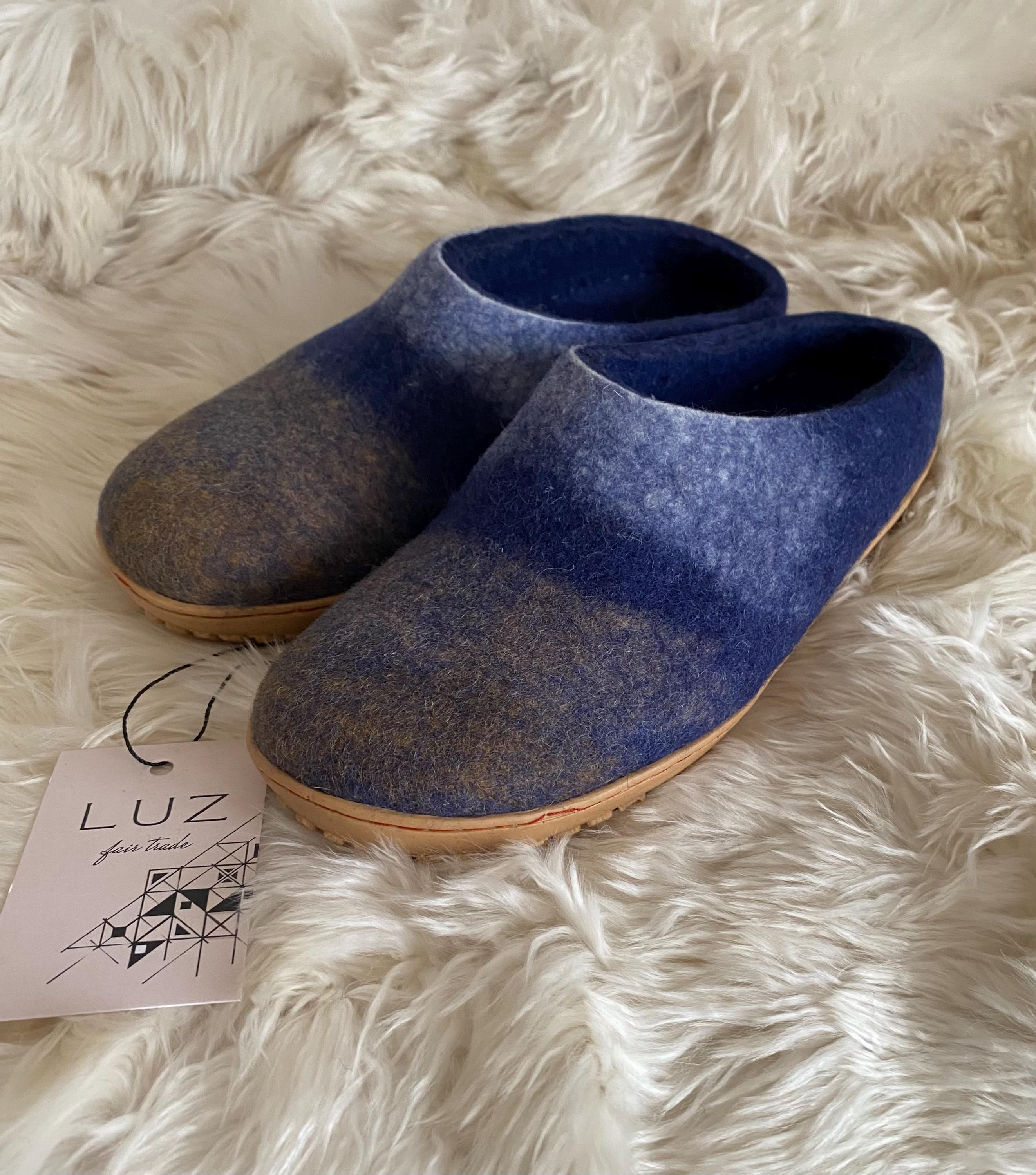 Ocean-inspired Felt Organic Wool Slippers | Handmade Cozy Slip-ons ...