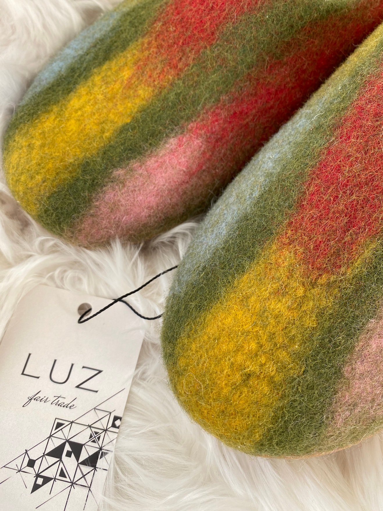 Fair Trade Organic Wool Felt Women Slippers: Colourful Mule Slip-ons ...