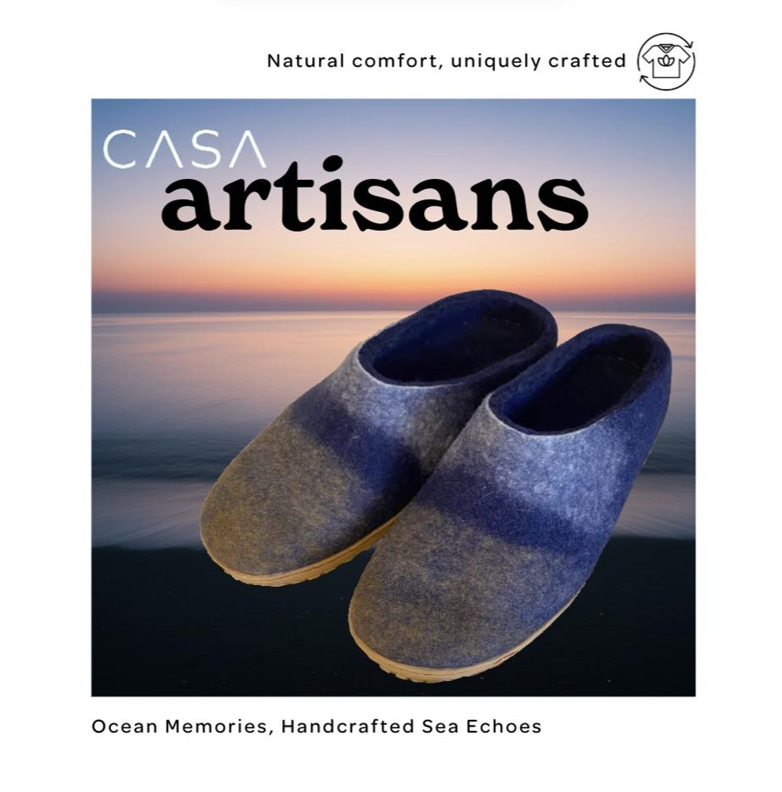 Ocean-inspired Felt Organic Wool Slippers | Handmade Cozy Slip-ons ...