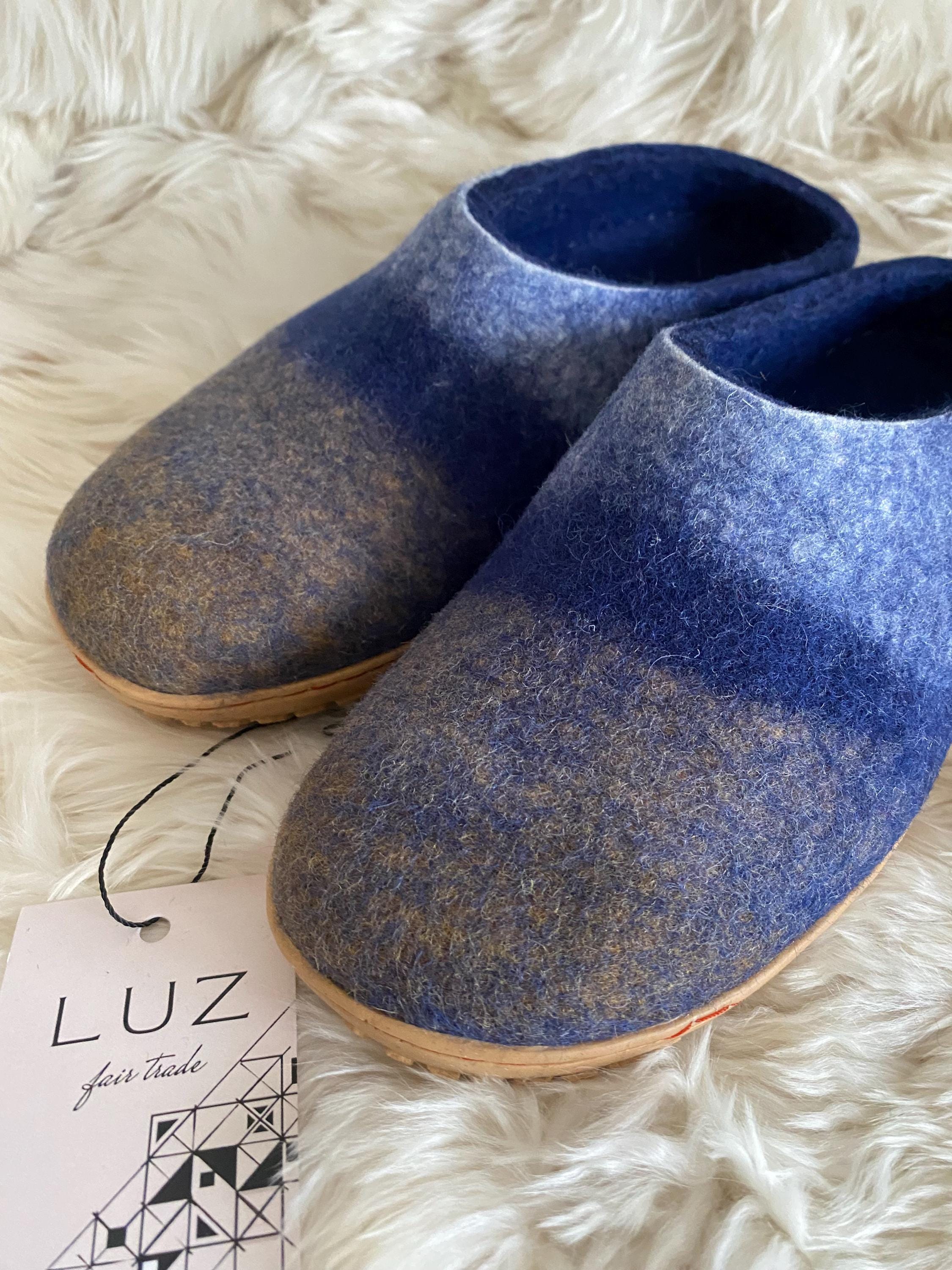 Ocean-inspired Felt Organic Wool Slippers | Handmade Cozy Slip-ons ...
